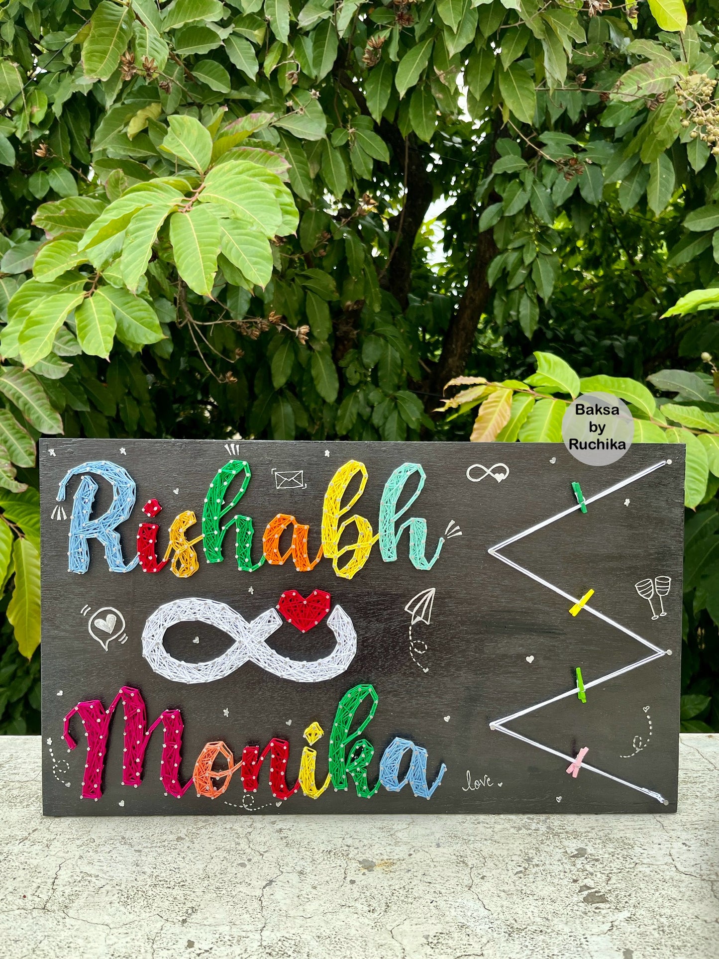 Home Nameplate with Customised Couple Names String Art – baksabyr