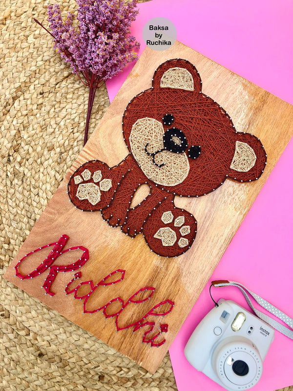 Panda Teddy Bear String Art with Customised Name – baksabyr