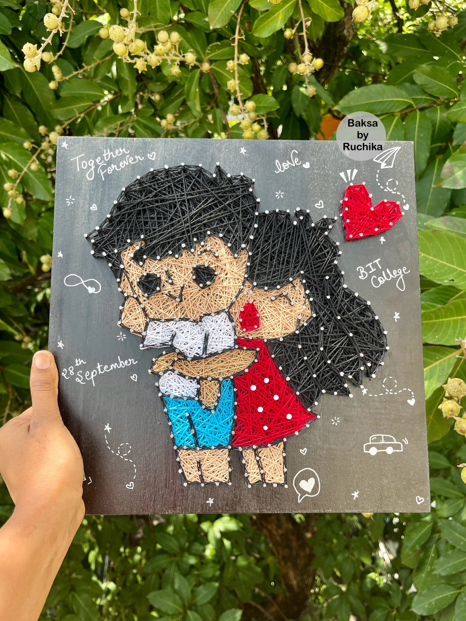 Couple Hugging Doodle String Art – baksabyr