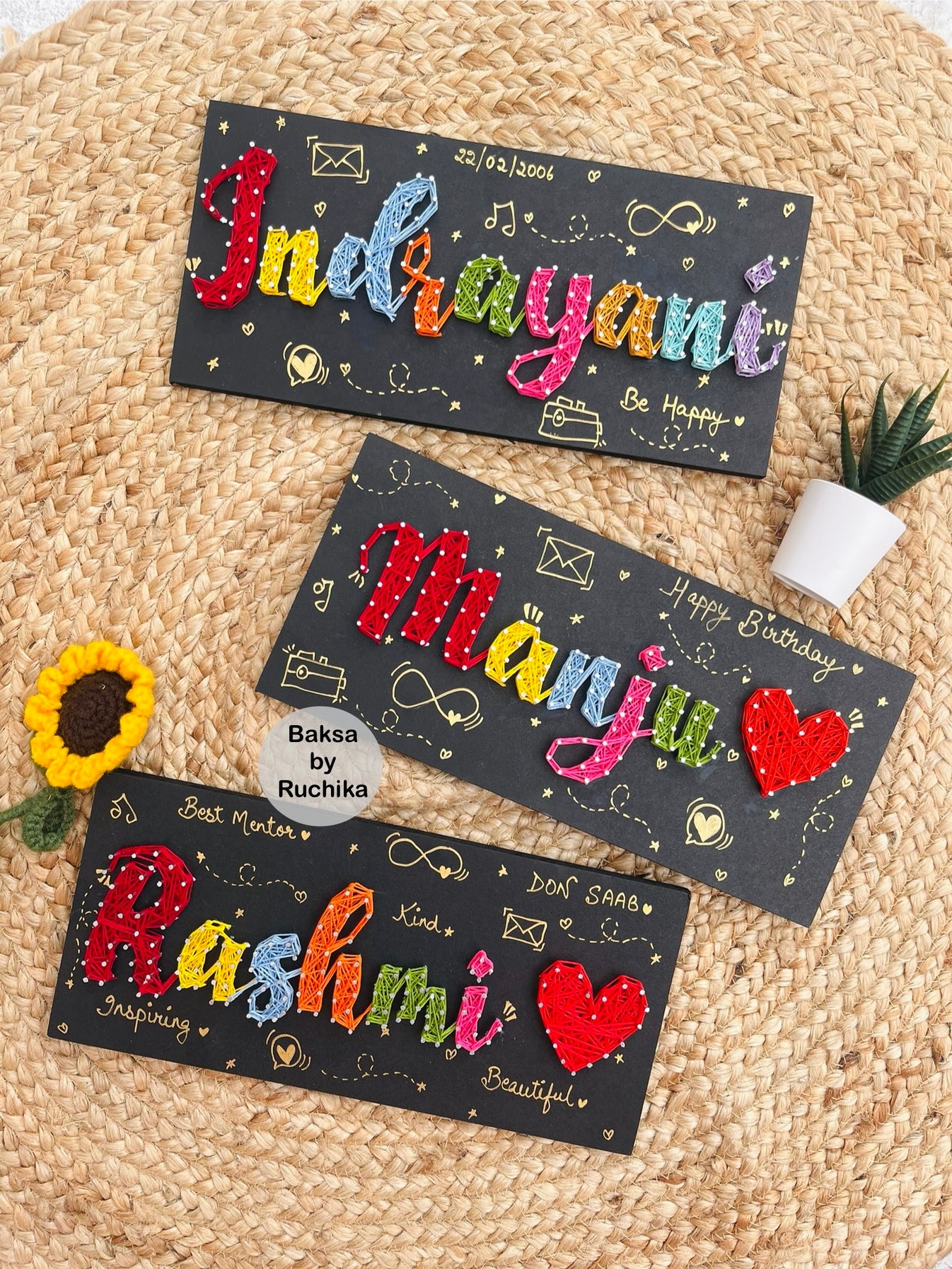 Artsy- Customised Mini Nameplate String Art – baksabyr